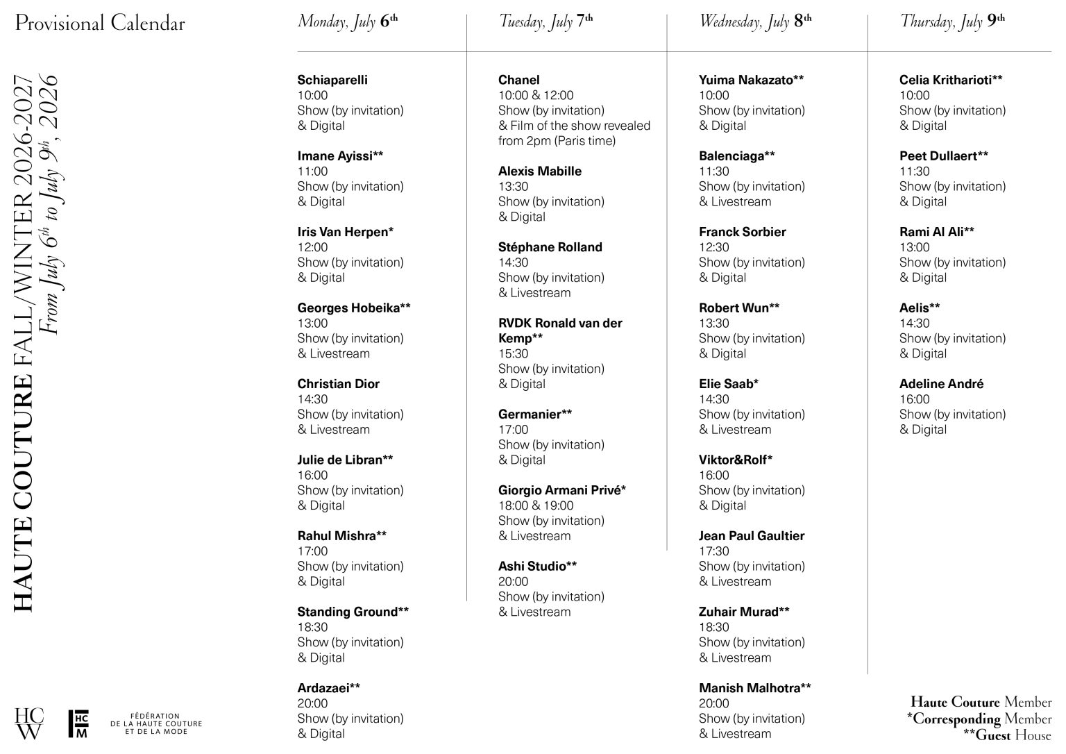 Haute Couture Week Fall-Winter 2026–2027: The Full Paris Calendar - LA ...